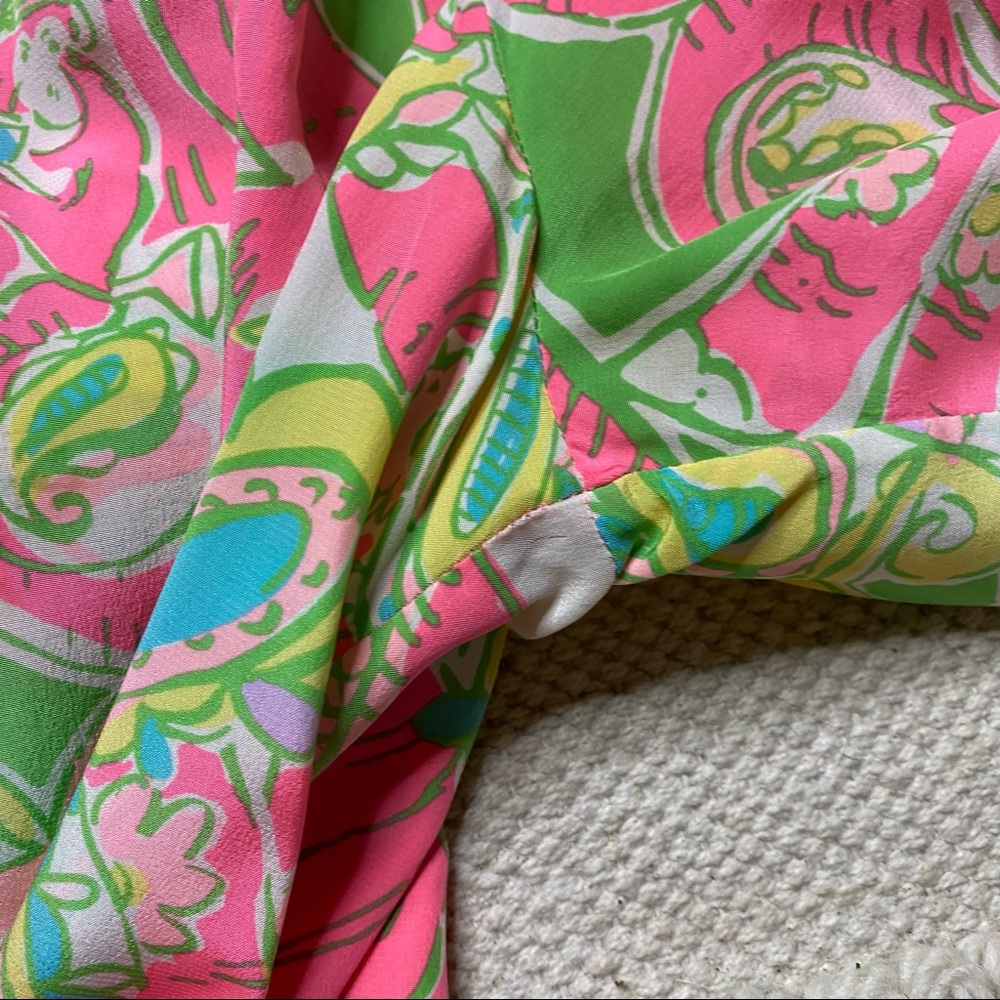 Lilly Pulitzer Multi Chin Chin Elsa Silk Blouse Top M - Gem